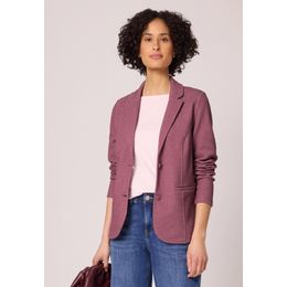 Kurzblazer Street One, Damen, Gr. 34, schwarz clouded blush, Web, 53% Polyester, 45% Baumwolle, 2% Elasthan, unifarben, normal normal, V-Ausschnitt, abgesteppt, Blazer Kurzblazer, mit Struktur