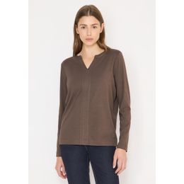 Langarmshirt Cecil, Damen, Gr. L (42), urban taupe, Web, 48% Baumwolle, 48% Modal, 4% Elasthan, unifarben, comfort fit normal, Rundhals, abgesteppt, Shirts Langarmshirt, aus Baumwolle mit Stretchante