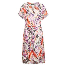 Sommerkleid GOLDNER "Kurzarm-Kleid mit Ethno-Print", Damen, Gr. 44, N-Gr, bunt (bunt, gemustert), Obermaterial: 100% Viskose CV., figurumspielend, mit Aufschlag, Kleider Sommerkleid, Taschen in den Seitenn&auml;hten