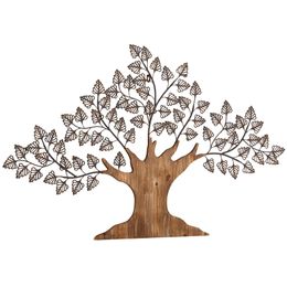 Wanddekoobjekt "Baum", braun, B:117cm H:70cm T:3cm, Massivholz, Metall, HOFMANN LIVING AND MORE, Wanddekoobjekte, Materialmix aus Metall und Holz