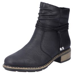 Winterstiefelette Rieker, Damen, Gr. 38, schwarz, Lederimitat, Schuhe Winterstiefelette, mit Zierkordel und slouchy Schaft, Topseller