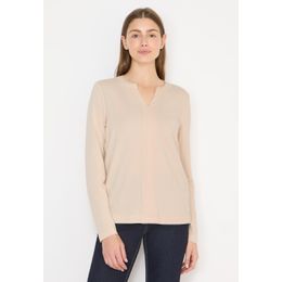 Langarmshirt Cecil, Damen, Gr. L (42), pearl beige, Web, 48% Baumwolle, 48% Modal, 4% Elasthan, unifarben, comfort fit normal, Rundhals, abgesteppt, Shirts Langarmshirt, aus Baumwolle mit Stretchante