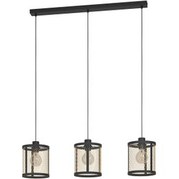 Eglo H&auml;ngeleuchte "DELLOW Pendellampe - Stahl - E27 - 3X40W - IP20", schwarz, 3, H: 110cm, 1 Stk., Leuchten, H&auml;ngelampe, Deckenlampe, Wohnzimmer, Esszimmer, L88 x B18 x H110 cm, H&auml;ngeleuchte