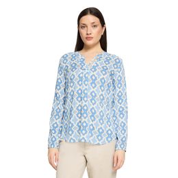 Shirtbluse Cartoon "Damen mit Muster", Damen, Gr. 34, wei&szlig;, blau, Obermaterial: 100% Viskose, figurumspielend normal, V-Ausschnitt, Blusen
