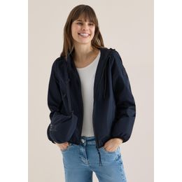 Windbreaker Cecil, Damen, Gr. XXL (46), blau navy, Stoff, 100% Polyester, unifarben, comfort fit normal, ohne Ausschnitt, B&uuml;ndchen, Jacken Windbreaker, mit Kapuze mit Tunnelzugband