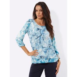 CR&Eacute;ATION L 2-in-1-Shirt CREATION L "Mesh-Shirt", Damen, Gr. 46, topas, bedruckt, 96% Polyester, 4% Elasthan, bedruckt, gebl&uuml;mt, gemustert, mehrfarbig, Rundhals, Shirts 2-in-1 Shirt