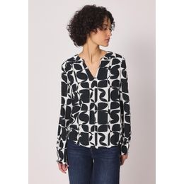 Langarmshirt Street One, Damen, Gr. 46, shadowed navy, Stoff, Vorderseite: 100% Viskose. &Auml;rmel: 100% Viskose. R&uuml;ckseite: 95% Viskose, 5% Elasthan, gemustert, comfort fit normal, Rundhals, B&uuml;ndchen, Shirts Langarmshirt, mit Strukturmix