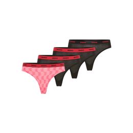 String HUGO UNDERWEAR "TRIPLET THONG DESIGN", Damen, Gr. L, 3 Stk., medium pink 660, Jersey, Obermaterial: 95% Baumwolle, 5% Elasthan, Unterhosen String, wiederholendes Logo am Bund