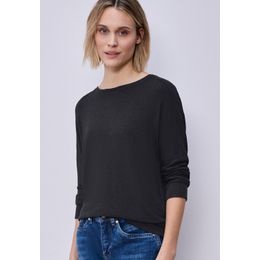 3/4-Arm-Shirt Street One, Damen, Gr. 34, shadowed navy meliert, Stoff, 95% Viskose, 5% Elasthan, unifarben, normal normal, Rundhals, B&uuml;ndchen, Shirts 3/4-Arm-Shirt, Jersey