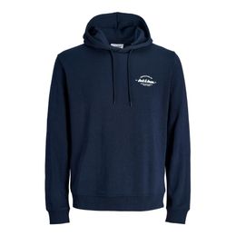 Jack & Jones PlusSize Kapuzensweatshirt "JJBRANDON SWEAT HOOD PLS", Herren, Gr. 4XL, navy blazer, angeraute Sweatware, Obermaterial: 60% Polyester, 40% Baumwolle, JACK & JONES PLUSSIZE, unifarben, regular fit, Rippb&uuml;ndchen, Sweatshirts