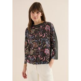 Print-Shirt Cecil, Damen, Gr. M (40), raw khaki, Stoff, 100% Viskose, bedruckt, gemustert, comfort fit normal, U-Boot-Ausschnitt, B&uuml;ndchen, Shirts, mit 3/4 &Auml;rmeln