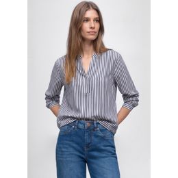 Langarmbluse Street One, Damen, Gr. 46, shadow blau, Stoff, 100% Viskose, gestreift, klassisch normal, Rundhals, Manschette, Blusen, im Streifen-Design