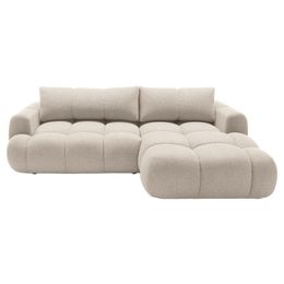 CARRYHOME Ecksofa, Creme, Textil, 4-Sitzer, F&uuml;llung: Schaumstoff, Ottomane rechts, L-Form, 272x172 cm, Liegefunktion, seitenverkehrt erh&auml;ltlich, Schlafen auf Sitzh&ouml;he, R&uuml;cken echt, Wohnzimmer, Sofas & Couches, Wohnlandschaften, Ecksofas
