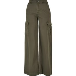 Stoffhose Urban Classics "Urban Classics Damen", Damen, Gr. 36, Normalgr&ouml;&szlig;en, olive, 98% Baumwolle, 2% Elasthan, unifarben, loose fit, Hosen Stoffhose