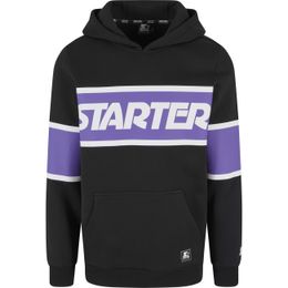 Kapuzenpullover STARTER Black Label "Starter Black Label Starter Across Stripe Hoodie", Herren, Gr. L, schwarz, lila, 65% Baumwolle, 35% Polyester, mehrfarbig, normal, ohne Ausschnitt, Pullover Kapuzenpullover