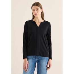 Langarmshirt Cecil, Damen, Gr. L (42), schwarz, Web, 48% Baumwolle, 48% Modal, 4% Elasthan, unifarben, comfort fit normal, Rundhals, abgesteppt, Shirts Langarmshirt, aus Baumwolle mit Stretchante