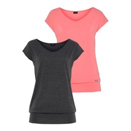 H.I.S. Funktionsshirt H.I.S, Damen, Gr. 44/46, rot (koralle, schwarz), Obermaterial: 87% Polyester, 13% Elasthan, figurumspielend h&uuml;ftlang, Shirts Funktionsshirt, &auml;rmellos, figurfreundlicher Schnitt, ideal f&uuml;r Sport und Wandern, Topseller