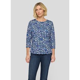 3/4-Arm-Shirt Rabe, Damen, Gr. 52, dunkel jeans, Jersey, Obermaterial: 100% Baumwolle, bedruckt, regular fit normal, Rundhals, gerader Abschluss, Shirts 3/4-Arm-Shirt, mit All-Over Print