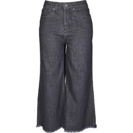 Stoffhose Urban Classics "Urban Classics Damen Ladies Denim Culotte", Damen, Gr. S, US-Gr&ouml;&szlig;en, schwarzwashed, 100% Baumwolle, unifarben, loose fit, Hosen Stoffhose