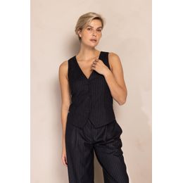 Anzugweste Zhrill "ZHDIOSA", Damen, Gr. S, anthra, Web, Obermaterial: 71% Polyester, 27% Viskose, 2% Elasthan, gestreift, k&ouml;rpernah h&uuml;ftbedeckend, V-Ausschnitt, Westen Anzugweste, im Nadelstreifen-Design und mit 3-Knopf-Verschluss