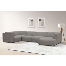 OTTO home Wohnlandschaft &raquo;Merid U-Form, B: 367 cm&laquo; jederzeit durch Module erweiterbar grau Struktur fein (100% Polyester);Samtoptik (100% Polyester);
