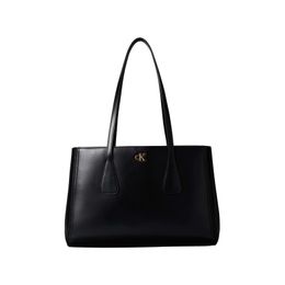 Tragetasche Calvin Klein "CK MEDIUM WORK TOTE", Damen, Gr. B/H/T: 36cm x 23cm x 15cm, schwarz, Lederimitat, Polyester, Taschen, Umh&auml;ngetasche, Schultertasche mit Rei&szlig;verschluss-Innenfach