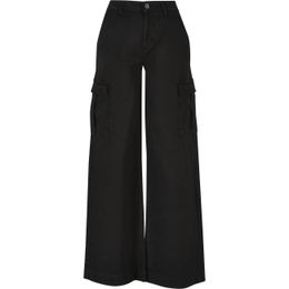 Stoffhose Urban Classics "Urban Classics Damen", Damen, Gr. 32, Normalgr&ouml;&szlig;en, schwarz, 98% Baumwolle, 2% Elasthan, unifarben, loose fit, Hosen Stoffhose