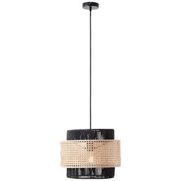 Brilliant Pendelleuchte &raquo;Arles&laquo; E27 1 Stk. H&auml;ngelampe 35cm schwarzmatt/rattan schwarz