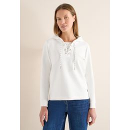 Langarmshirt Cecil, Damen, Gr. L (42), vanillewei&szlig;, Web, 80% Baumwolle, 15% Polyester, 5% Elasthan, unifarben, comfort fit normal, ohne Ausschnitt, B&uuml;ndchen, Shirts Langarmshirt, Jersey