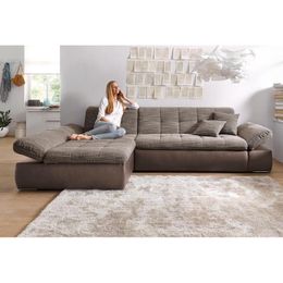 DOMO collection &raquo;Moric, L-Form, XXL-Sofa - Breite 300cm, viel Platz, auch in Cord&laquo; wahlweise mit Bettfunktion und Armteilverstellung, beige-baun braun