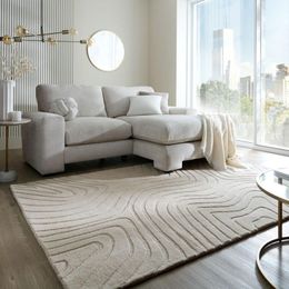 FLAIR RUGS Wollteppich &raquo;Mesmerise, abstrakt&laquo; rechteckig 14 mm H&ouml;he Wollteppich mit Hoch-Tief Effekt beige Wolle