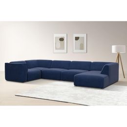 OTTO home Wohnlandschaft &raquo;Merid U-Form, B: 367 cm&laquo; jederzeit durch Module erweiterbar blau Struktur fein (100% Polyester);Samtoptik (100% Polyester);