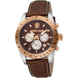 Roberto Cavalli Herren Roberto Cavalli &raquo;Uomo Chrono&laquo; Quarzuhr, Armbanduhr, Herrenuhr, Lederarmband, analog, Tag braun