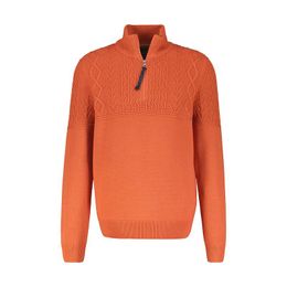 Lerros Herren Lerros Strickpullover &raquo;Stricktroyer, tonal gemustert&laquo; orange 5XL