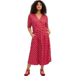 sheego by Joe Browns Damen Jerseykleid mit Polka-Dots erdbeere-wei&szlig;-gemustert Gr&ouml;&szlig;e 40