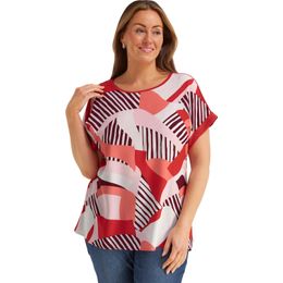 sheego Damen Blusenshirt mit Grafikprint vorn erdbeere-koralle-bedruckt Gr&ouml;&szlig;e 48/50