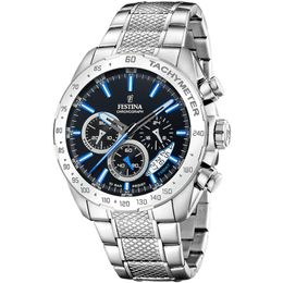 Festina Herren &raquo;Timeless Chronograph&laquo; Armbanduhr, Quarzuhr, Herrenuhr, Stoppfunktion, Edelstahlarmband silber