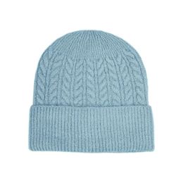 Capelli New York Damen Beanie Feinstrick, Zopfmuster, Einheitsgr&ouml;&szlig;e blau