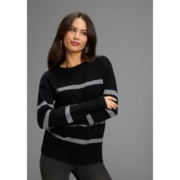 Laura Scott Damen Strickpullover X-MAS Edition mit Glitzernden Streifen - NEUE KOLLEKTION schwarz 32/34
