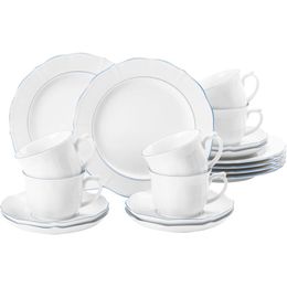 Seltmann Weiden Kaffeeservice &raquo;Kaffeeservice 18-teilig Sonate Blue Lines&laquo; Kaffeetasse, Untertasse, Teller Porzellan