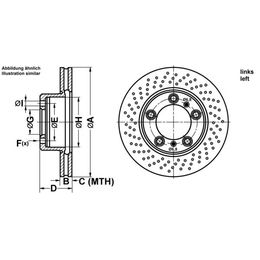 ATE Bremsscheibe 24.0124-0211.1 vorne links Gelocht 298mm f&uuml;r PORSCHE 98735140101