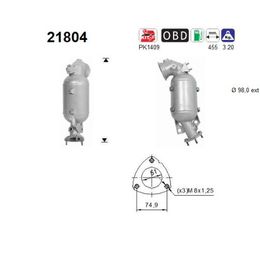 AS Katalysator 21804 f&uuml;r OPEL 855602 55495983 55490897
