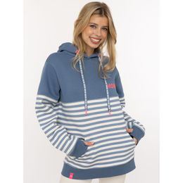 Zwillingsherz Damen Hoodie &raquo;"Moin Streifen"&laquo;, Stickerei, Kapuze mit bedruckter Kordel, gestreift S/M
