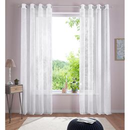 Home Affaire Gardine &raquo;Adele&laquo; &Ouml;sen 1 Stk. tlg. transparent, mit floraler Stickerei, Voile wei&szlig; Voile, Polyester
