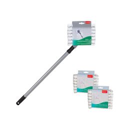 Novaliv Fliesenreiniger Bad Wand mit Teleskopstiel inkl 3X Mikrofaser in Silber | Gr.: onesize