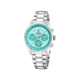 Festina Unisex-Uhr Boyfriend Chronograph Stahl/T&uuml;rkis | Gr.: onesize