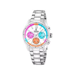 Festina Unisex-Uhr Boyfriend Chronograph Stahl/Multicolor Mehrfarbig / Silber | Gr.: onesize