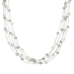 Valero Pearls Halskette - Sterling Silber Perlen-Kette S&uuml;&szlig;wasser-Zuchtperle - Gr. unisize - in Grau - f&uuml;r Damen