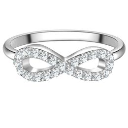 Trilani Ring - Sterling Silber Ring Zirkonia Infinity - Gr. 52 - in Silber - f&uuml;r Damen