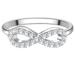 Trilani Ring - Sterling Silber Ring Zirkonia Infinity - Gr. 50 - in Silber - f&uuml;r Damen